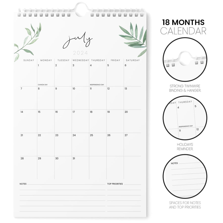 Greenery Calendar 2024 | 18 Months | 11x17 – Kartoprint